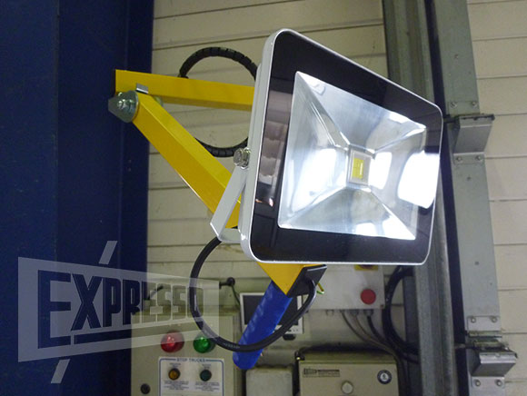 LED loading dock spotlight with a wide lighting angle